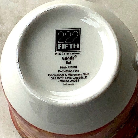 222 Fifth | Dining | 222 Fifth Gabrielle Red Mug Cup Porcelain New ...